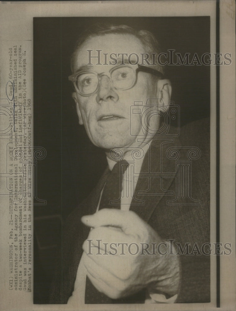 1968 Press Photo William S. Gaud Administrator Agency International De ...