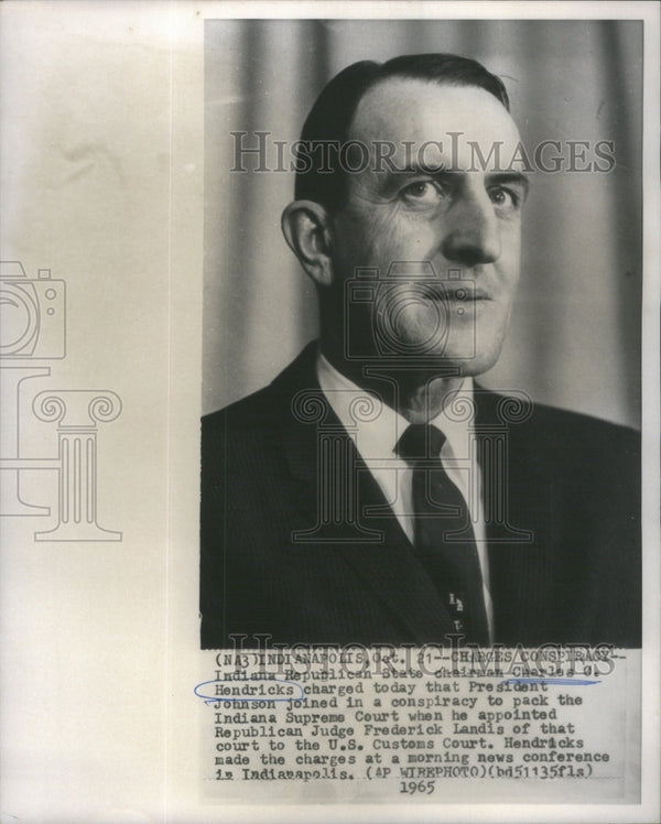 1965 Press Photo Indiana Republican State Chairman Charles Hendricks C ...