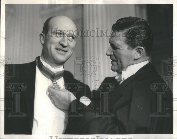 1966 Ben W. Heineman Receives An Award Ribbon From Governor Kerner ...