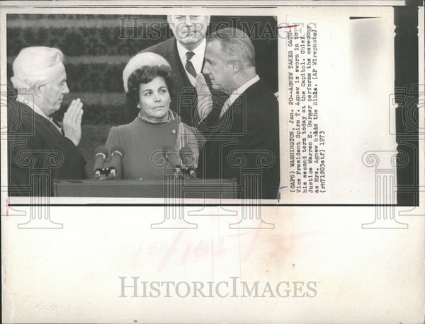 1973 Press Photo Vice President Spiro T. Agnew Chief Justice Warren E ...
