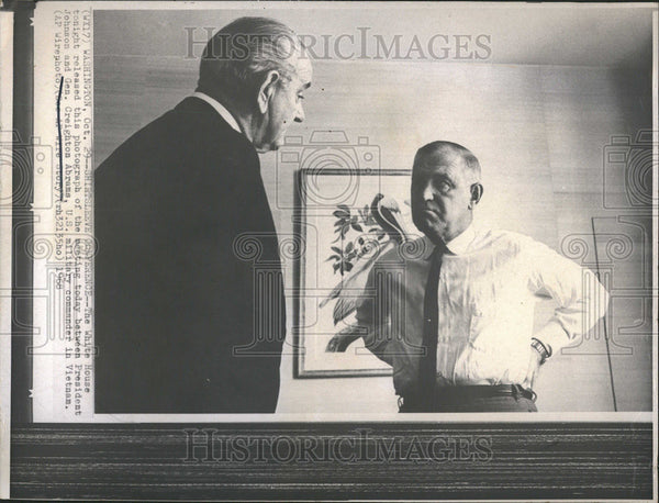 1968 Press Photo White House Meet President Johnson General Creighton ...