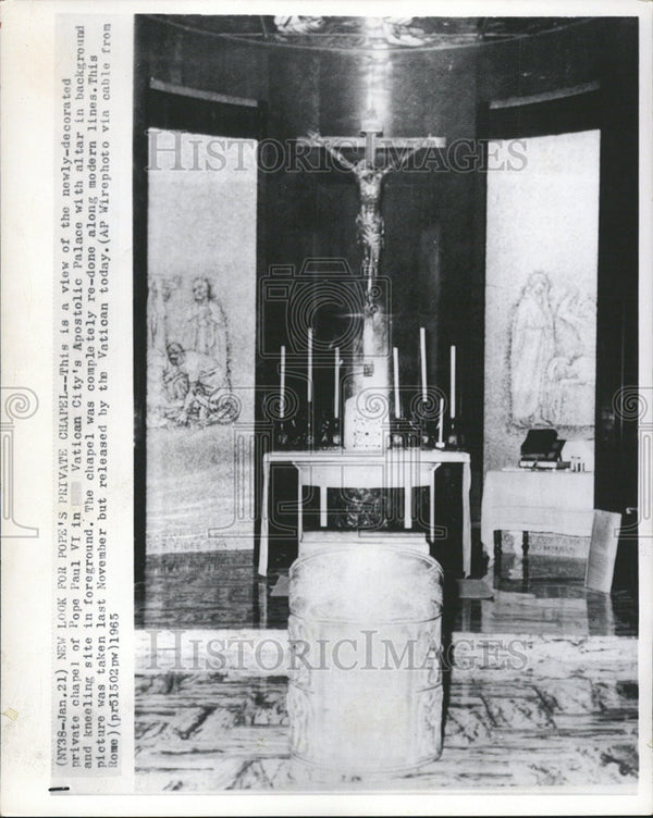 1965 Press Photo Pope Private Chapel Altar Vatican City Apostolic Pala ...