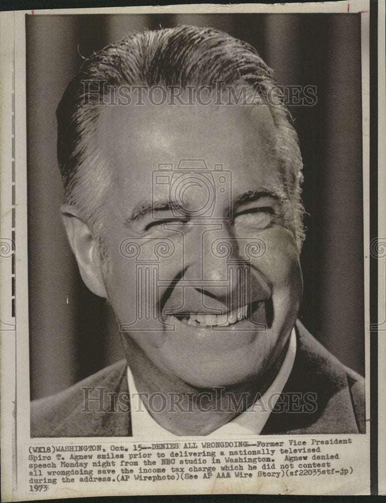 1973 Press Photo United States Politician Spiro T. Agnew - Historic Images