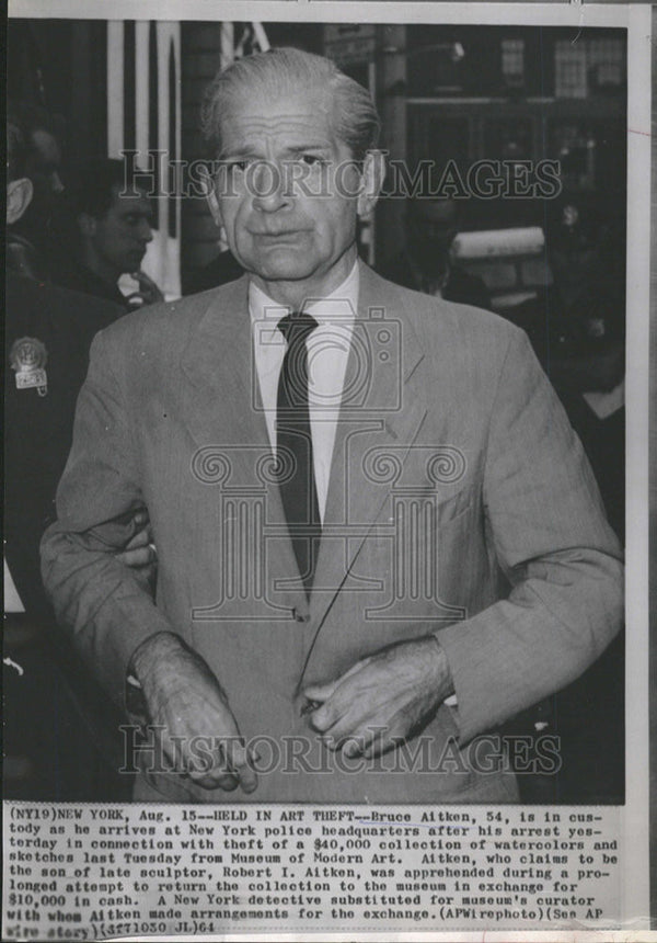 1964 Press Photo Bruce Aitken arrested for theft of the 40,000 collect ...
