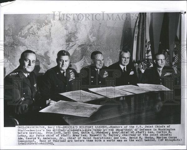 1962 Press Photo America Military US Chiefs Defense Army Staff Anderso ...