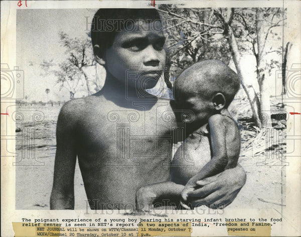 1968 Press Photo Poignant India Food Relief Center Starving Famine ...