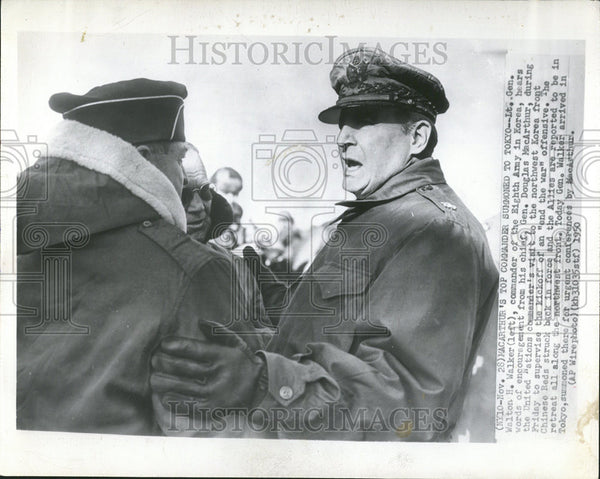 1950 Press Photo Gen Walton Walker Mac Arthur Douglas Tokyo Army Korea ...