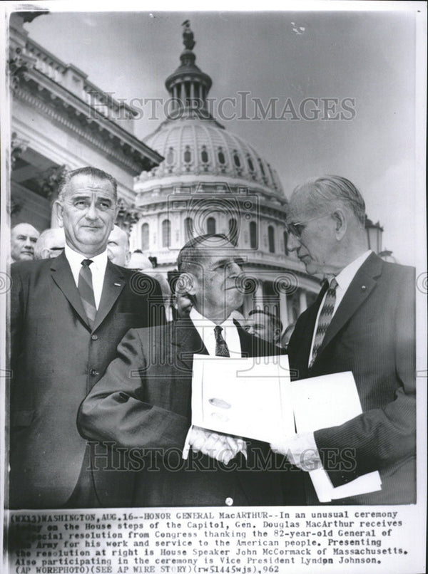1962 Press Photo General Douglas MacArthur House Speaker John McCormac ...