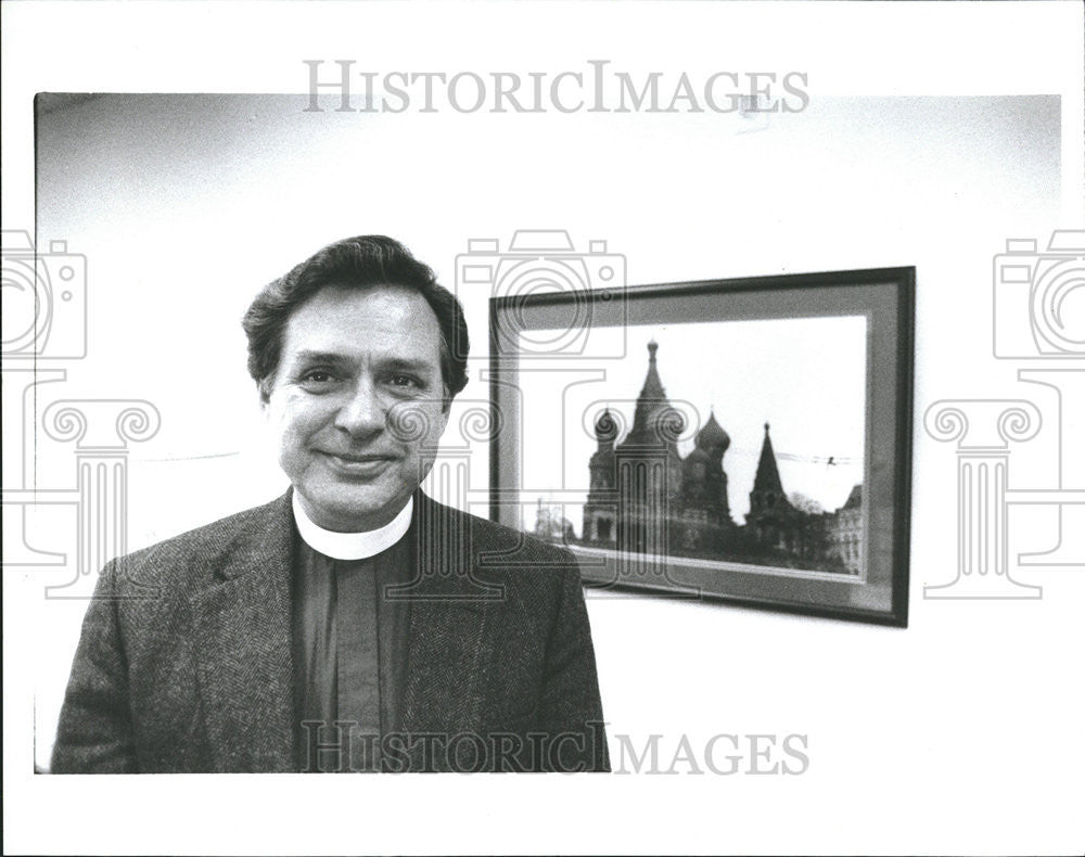 1989 Press Photo Rev Bruce Rigdon Soviet religious affair minister spe ...