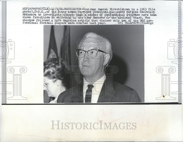 1966 Press Photo L. Mendel Rivers American Politician - Historic Images