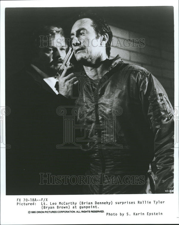 1985 Press Photo Leo McCarthy Brian Dennehy Rollie Tyler Bryan Brown g ...
