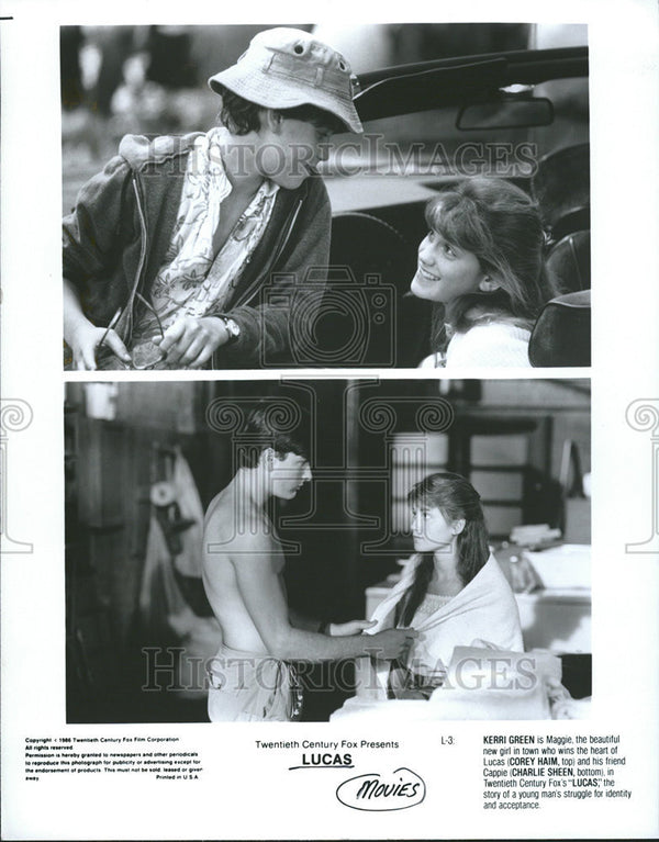 1986 Press Photo Kerri Green Corey Haim Charlie Sheen Lucas - Historic ...