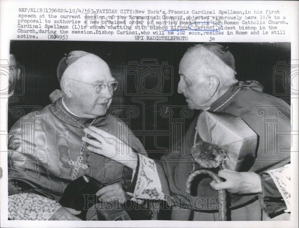 1963 Press Photo New York Francis Cardinal Spellman Bishop Alfonso Car ...
