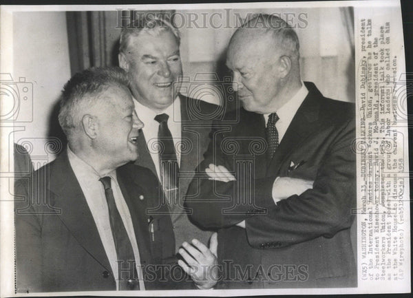 1958 Press Photo David Dubinsky International Ladies Garment Workers U ...