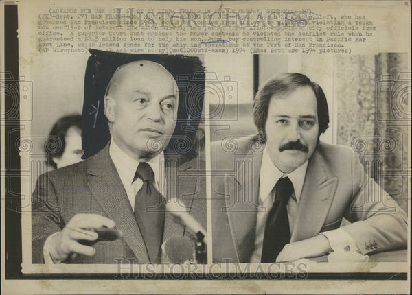 1974 Press Photo San Francisco Mayor Joseph Alioto Governed John Role ...