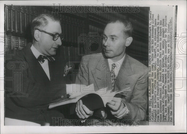 1951 Press Photo Kurt Knauff employee Army Alfred Feingold Howard McGr ...