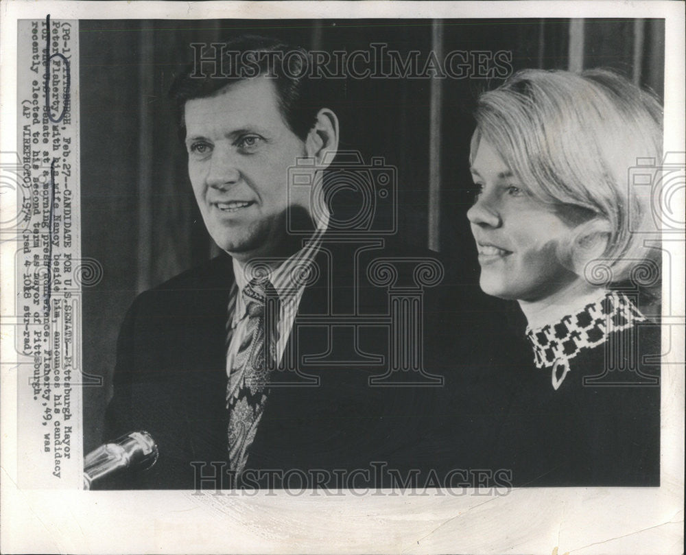 1974 Press Photo Pittsburgh Mayor Peter Flaherty wife Nancy US Senate ...