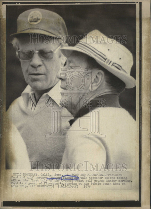 1975 Press Photo Gerald Rudolph "Jerry" Ford, Jr. Leonard Firestone ...