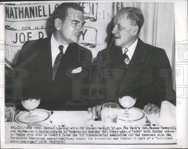 1950 Press Photo Lt Gov Joe Hanley Thomas Dewey New York Governor ...