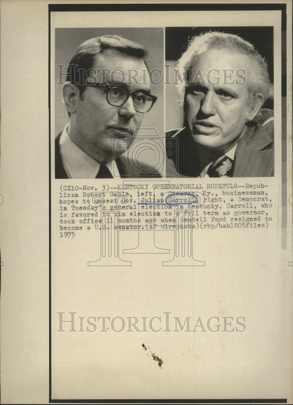 1975 Press Photo Republican Robert Gable business man Gov Julian Carro ...