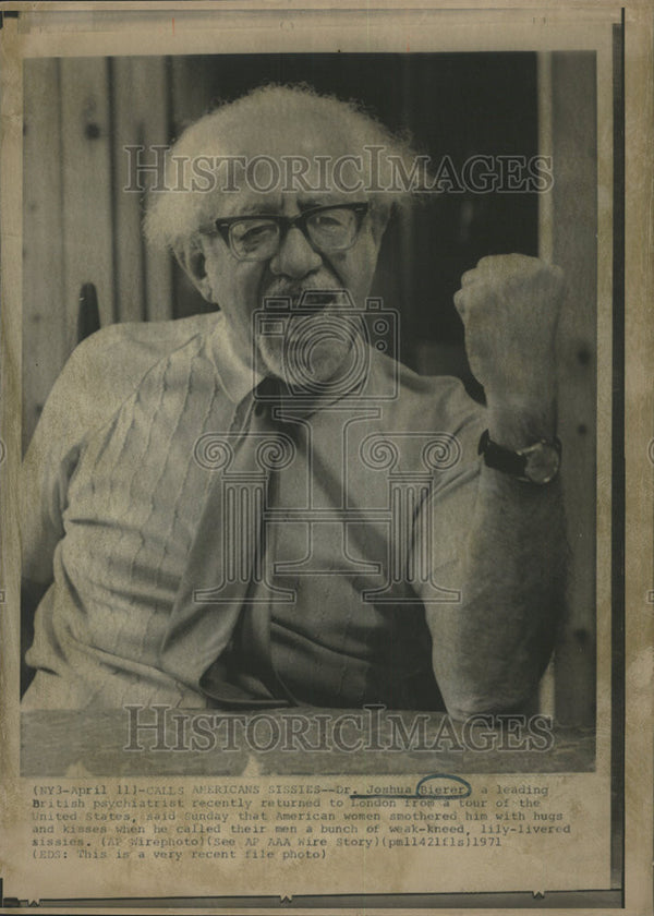 1971 Press Photo Dr Joshua Bierer British psychiatrist London American ...