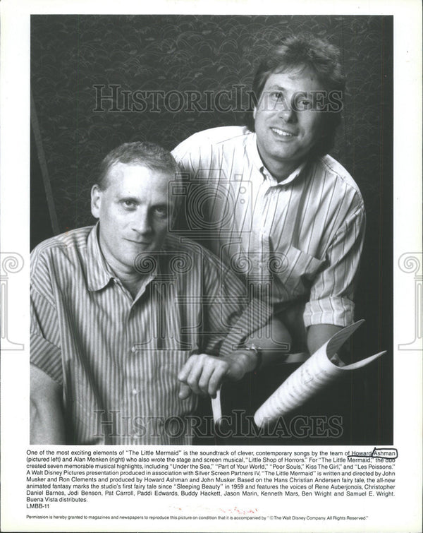 1992 Press Photo Little Mermaid Soundtrack Howard Ashman - Historic Images