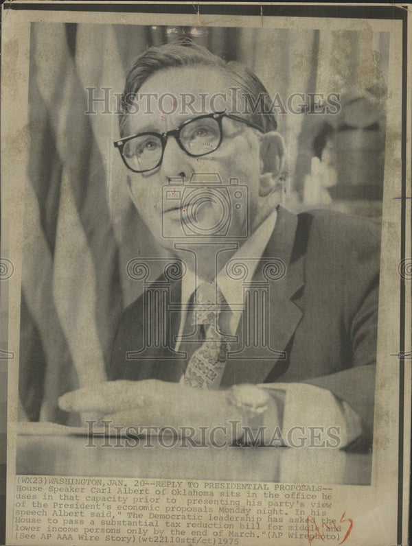 1975 Press Photo House Speaker Carl Albert Oklahoma Presidential Econo ...