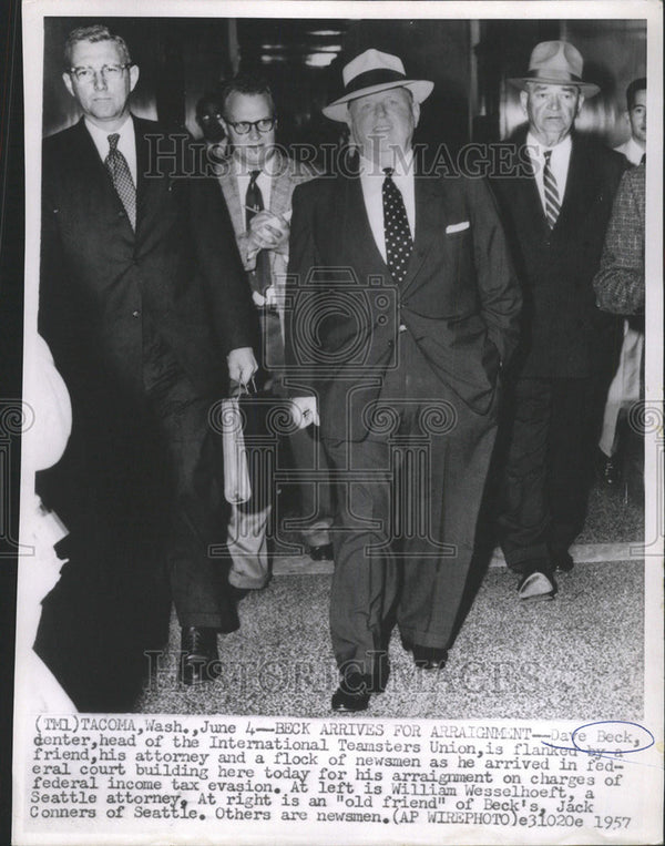 1957 Press Photo Dave Beck, Head of the International Teamsters Union ...