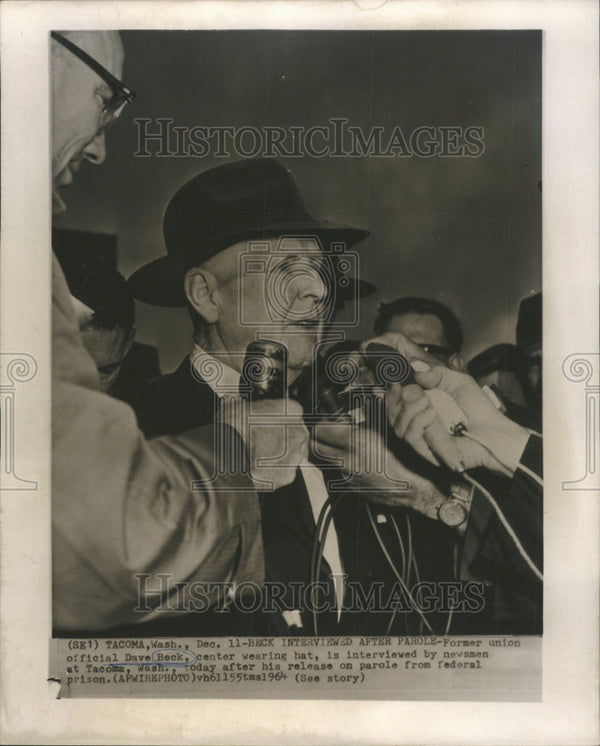 1964 Press Photo Dave Beck Former President Teamsters Union Release Pr ...
