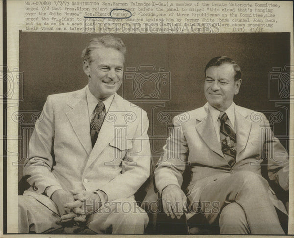 1973 Press Photo Senator Herman Talmadge Edward Gurney Richard Nixon W ...