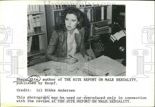 1981 Press Photo Shere Hite Author Report Male Sexuality Publish Knopf ...