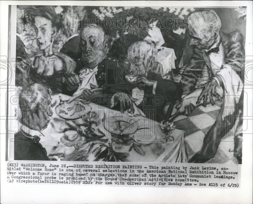 1959 Press Photo Jack Levine's Painting "Welcome Home" Upset Anti-Comm ...