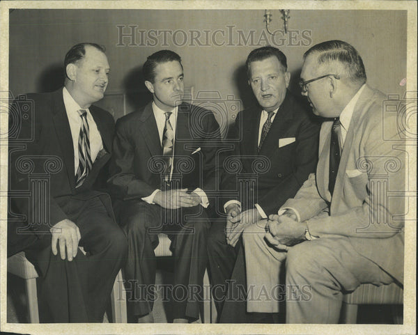 1955 Press Photo Albert Towers Robert Sargent Shriver Thaddeus Lubera ...