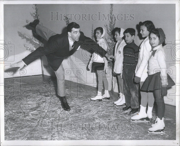 1959 Press Photo Michael Kirby show young skater Arm School - Historic ...