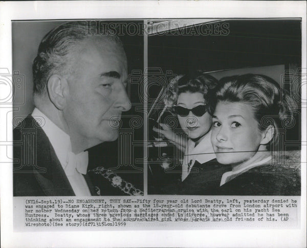 1959 Press Photo Lord Beatty, Diane Kirk & Mother - Historic Images