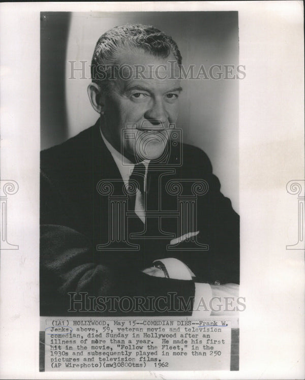 1962 Press Photo Frank Jenks veteran movie and television comedian die ...