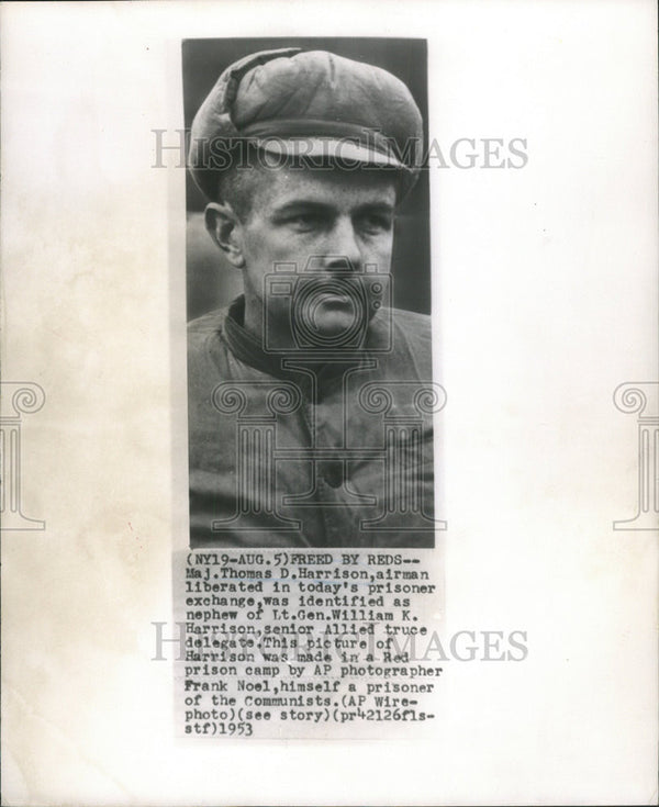 1953 Press Photo Maj Thomas D Harrison Prison Camp - Historic Images