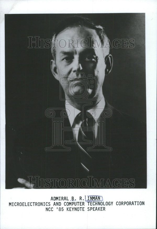 1985 Press Photo Admiral B.R. Inman Microelectronics and Computer Tech ...