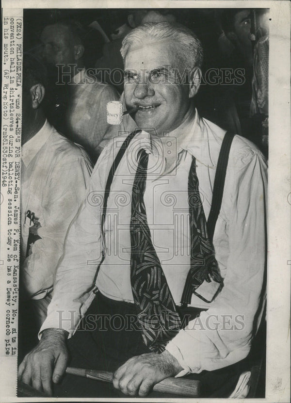 1948 Press Photo Sen James Kem In Convention Hall During Balloting Ses ...