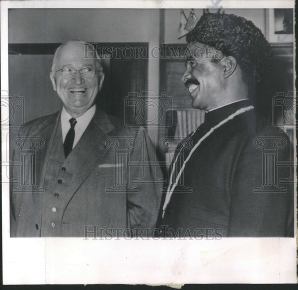 1961 Press Photo Camel Driver Bashir Ahmad, Former President Harry Tru ...
