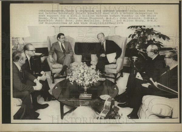 1976 Press Photo President Ford Defense Secretary Donald Rumsfeld ...