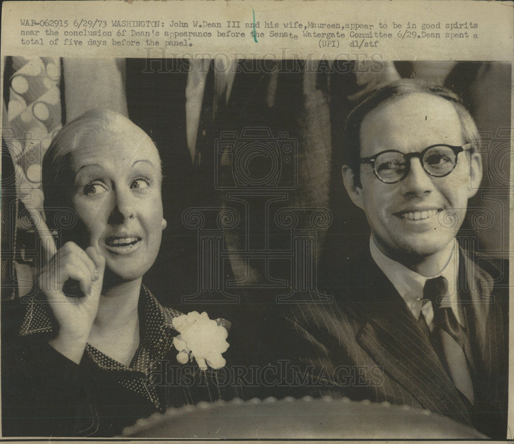 1973 Press Photo Witness John Dean W/ Wife B4 Watergate Hearing ...