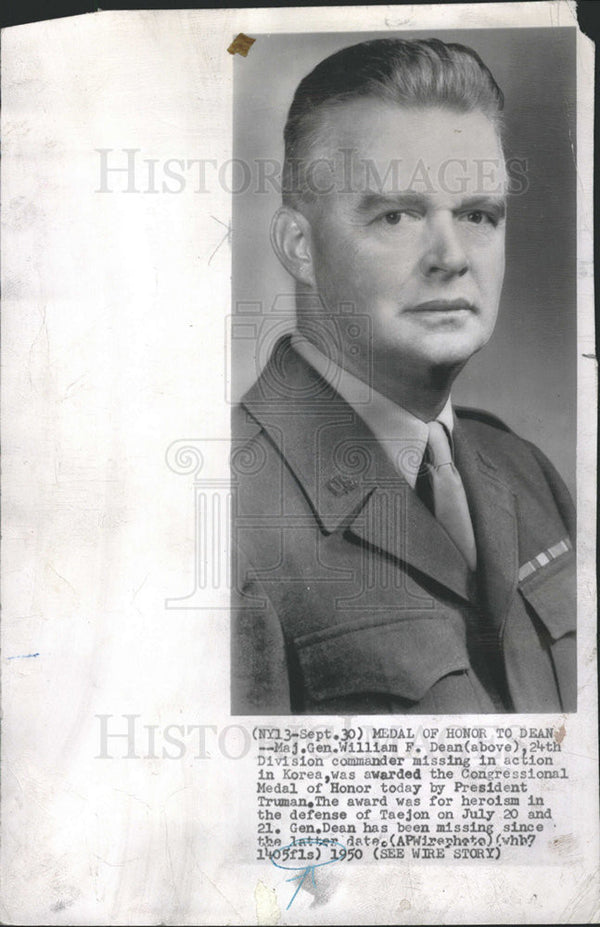 1950 Press Photo MIA- Maj. Gen. William Dean Congressional Medal of Ho ...