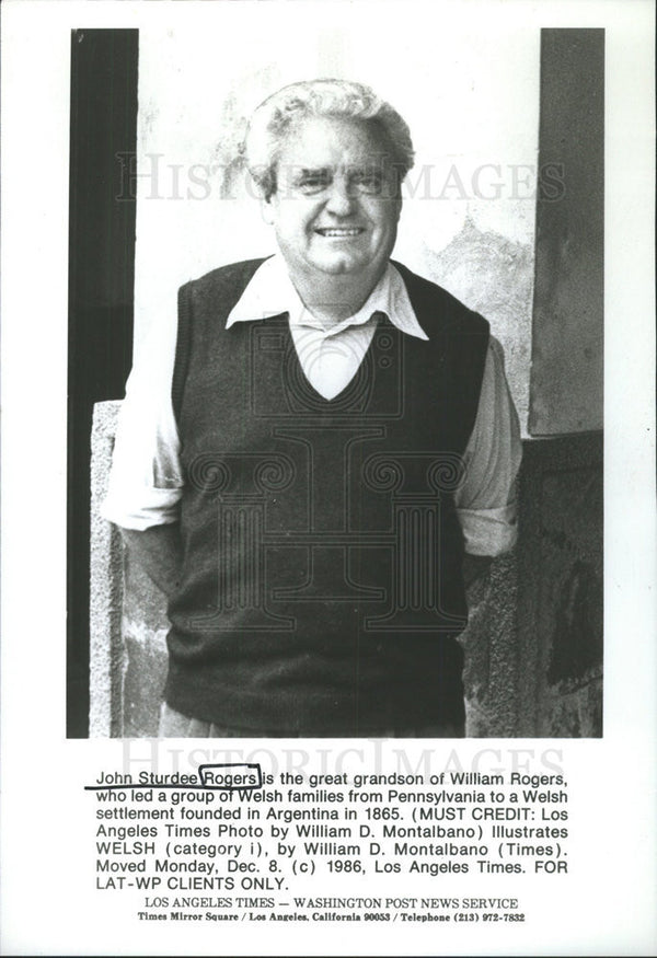 1986 Press Photo John Sturdee Rogers grandson William Welsh family Pen ...
