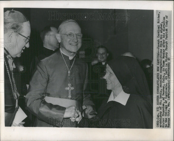 1961 Press Photo Joseph Cardinal Ritter archbishop St Louis Sister Fra ...