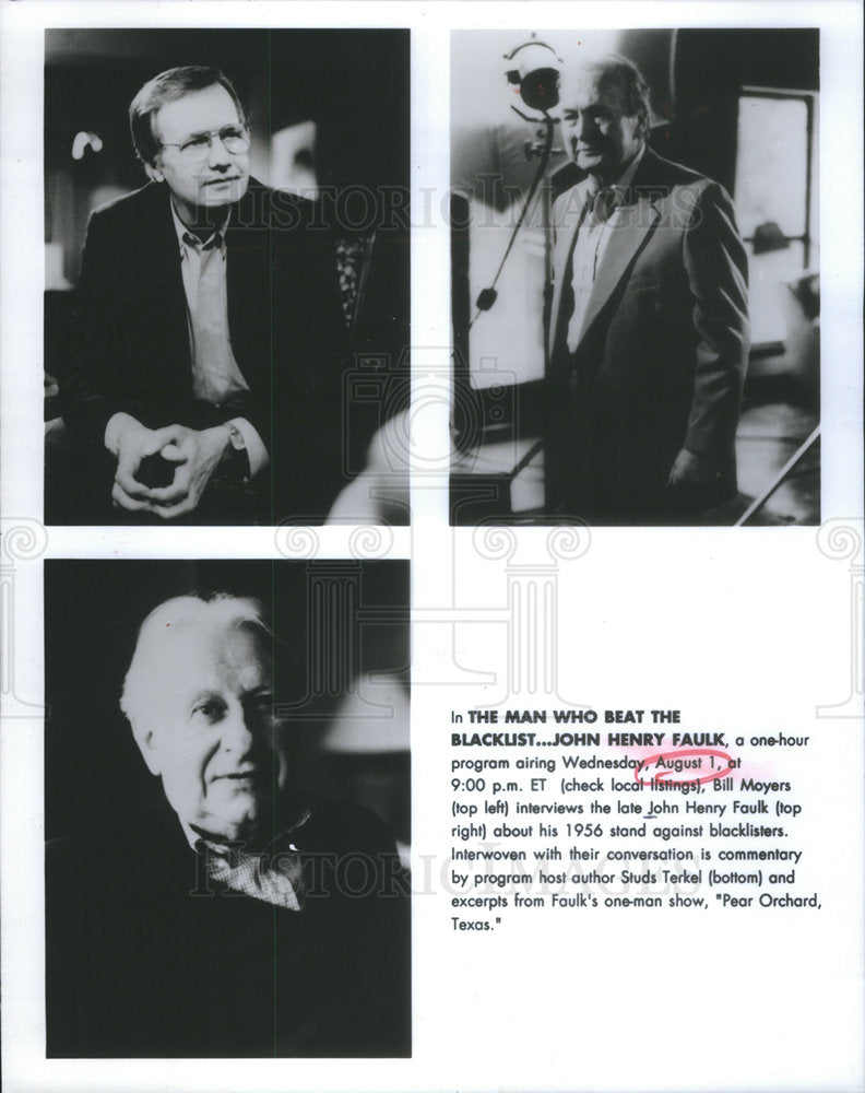 1990 John Henry Faulk One Hour Program Airing Wednesday August Bill ...