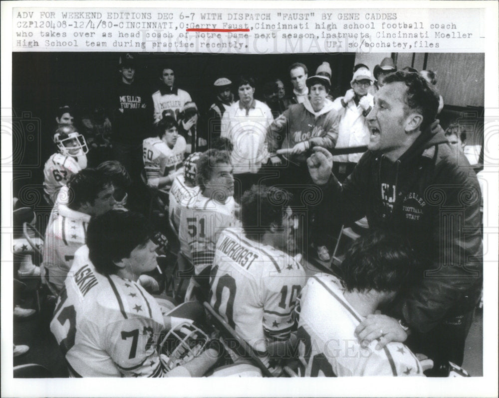 1980 Gerry Faust Cincinnati high school coach Notre Dame football ...