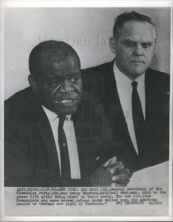 1966 Press Photo Gus Hall American Leader Chairman Communist Party Chi ...