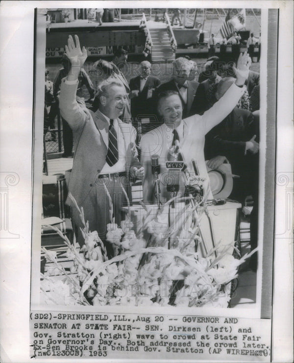 1953 Press Photo Senator Dirksen Governor Stratton Illinois State Fair ...