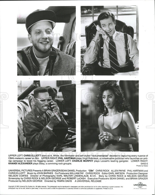 1993 Press Photo Chris Elliott, Phil Hartman,Charlie Murphy,Khandi Ale ...